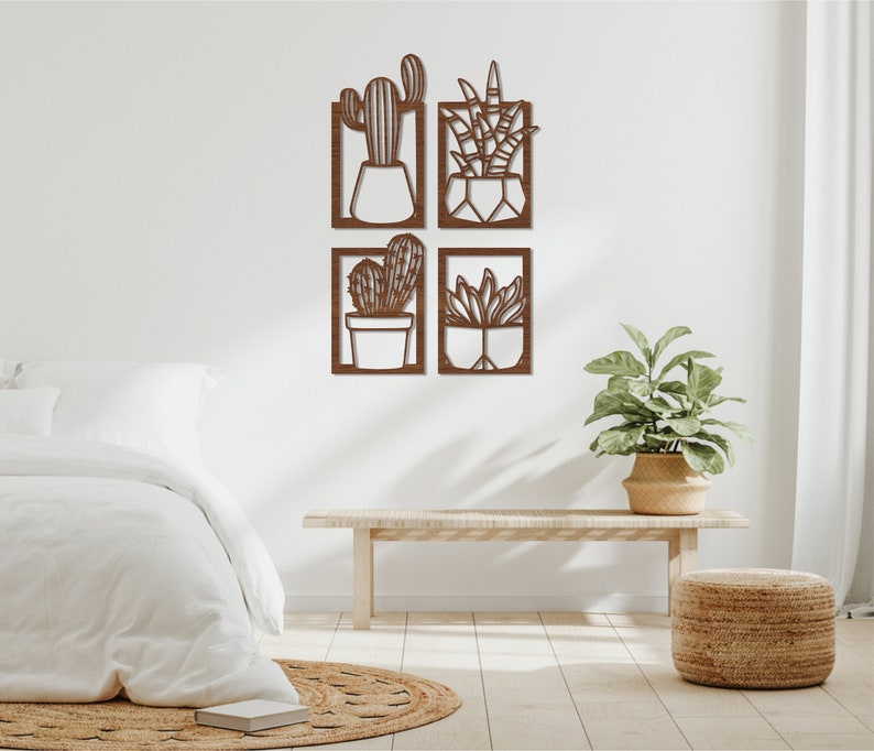 Cactus Wall Decor Set Wooden Wall Art Wooden Wall Sculpture - Etsy