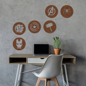 Avengers Wood Wall Art Set of 6, Geometric Nursery Wall Decor, 3D ...