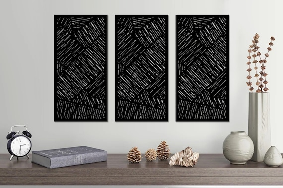 Geometric Panel Wall Decor Geometric Wood Wall Art Set - Etsy