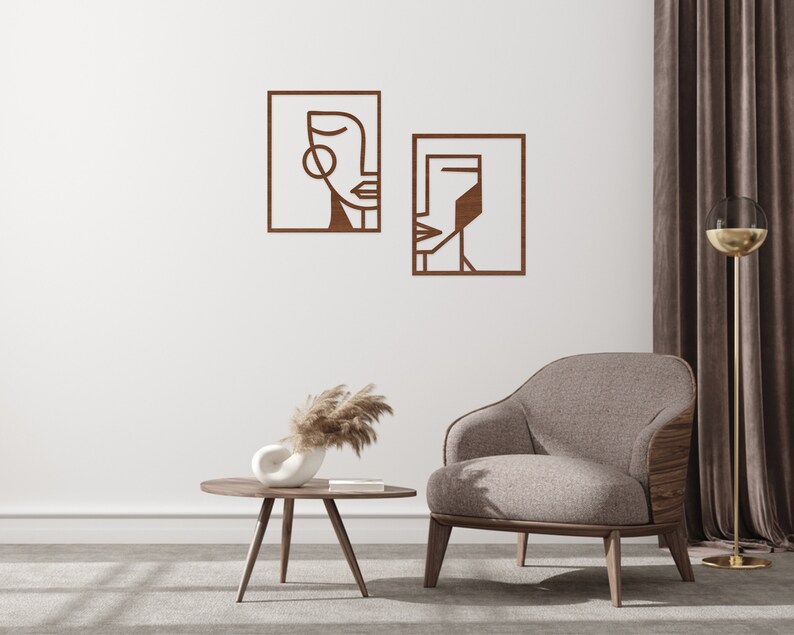 Face Line Art Wall Decor Abstract Woman Man Face Wall Decor - Etsy