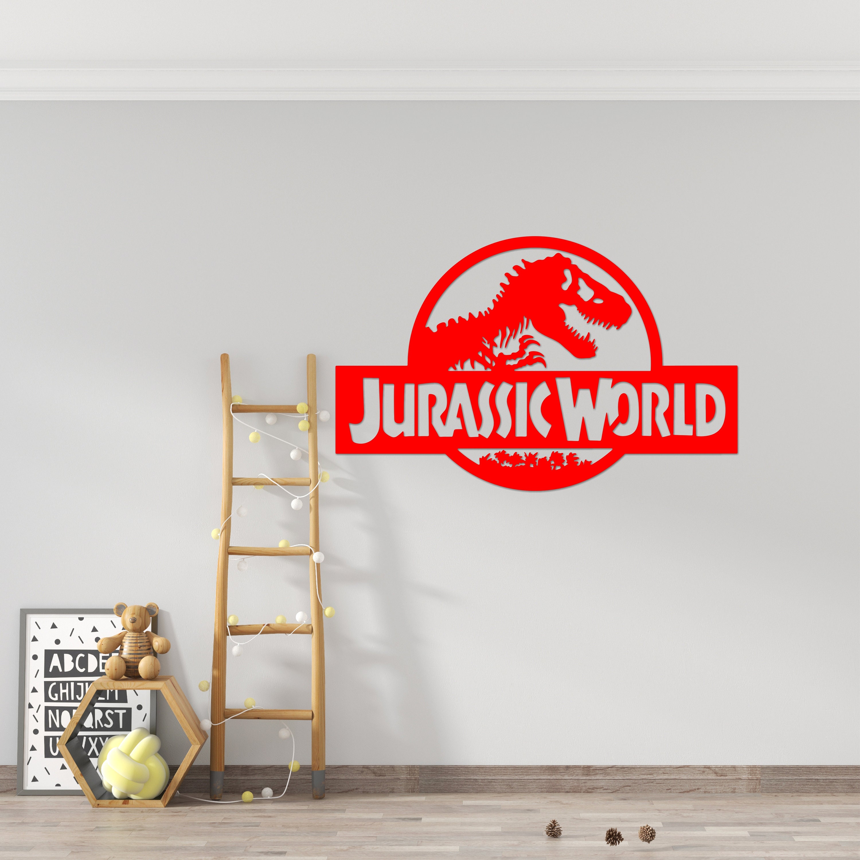 Personalized Jurassic World Wooden Wall Decor: Dinosaur Kids Room Art ...