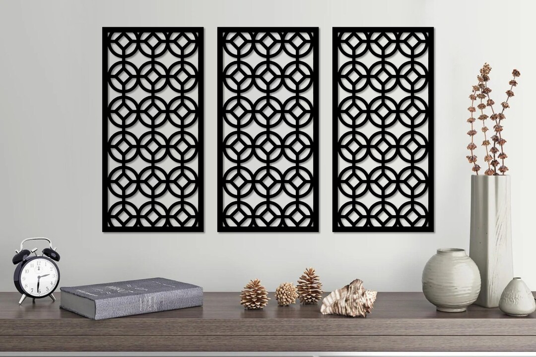 Geometric Wood Panels for Home Decoration, Wall Art Set, Geometric Wood ...