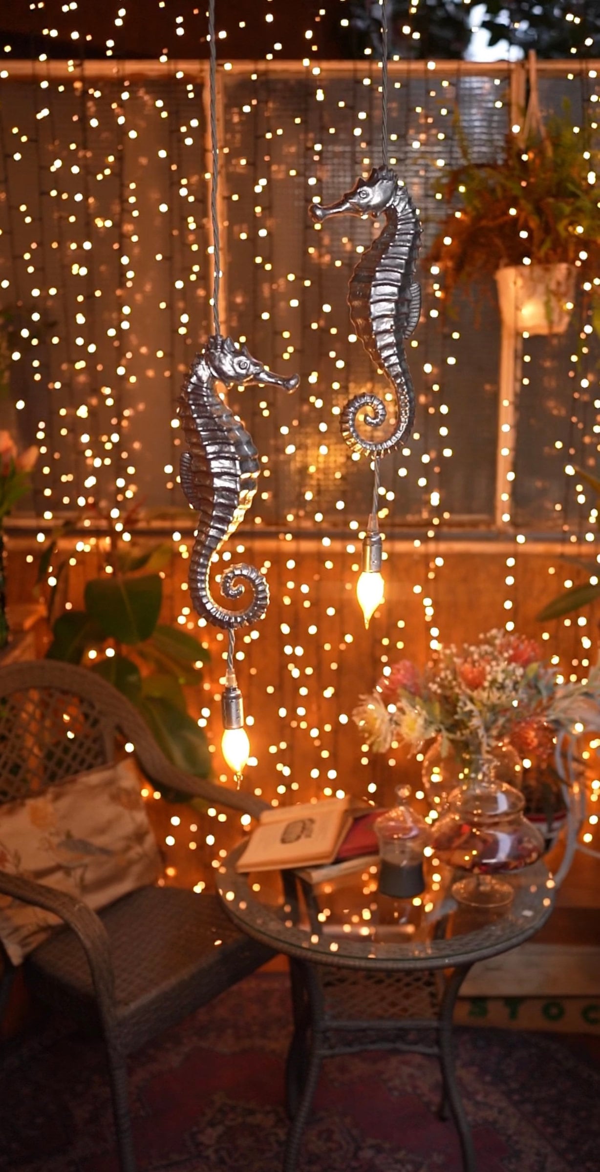 Set of Two Seahorse Pendant Lights, Chandelier - Etsy