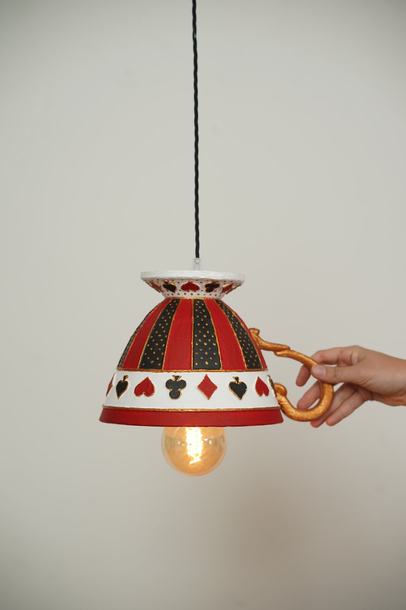 Huge Whimsical Teacup Pendant Chandelier White Rabbit Kitchen Curcus ...
