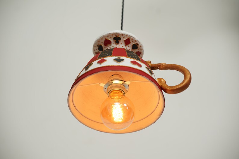 Huge Whimsical Teacup Pendant Chandelier White Rabbit Kitchen Curcus ...