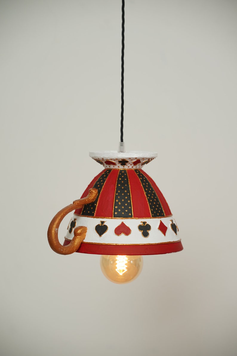 Huge Whimsical Teacup Pendant Chandelier White Rabbit Kitchen Curcus ...