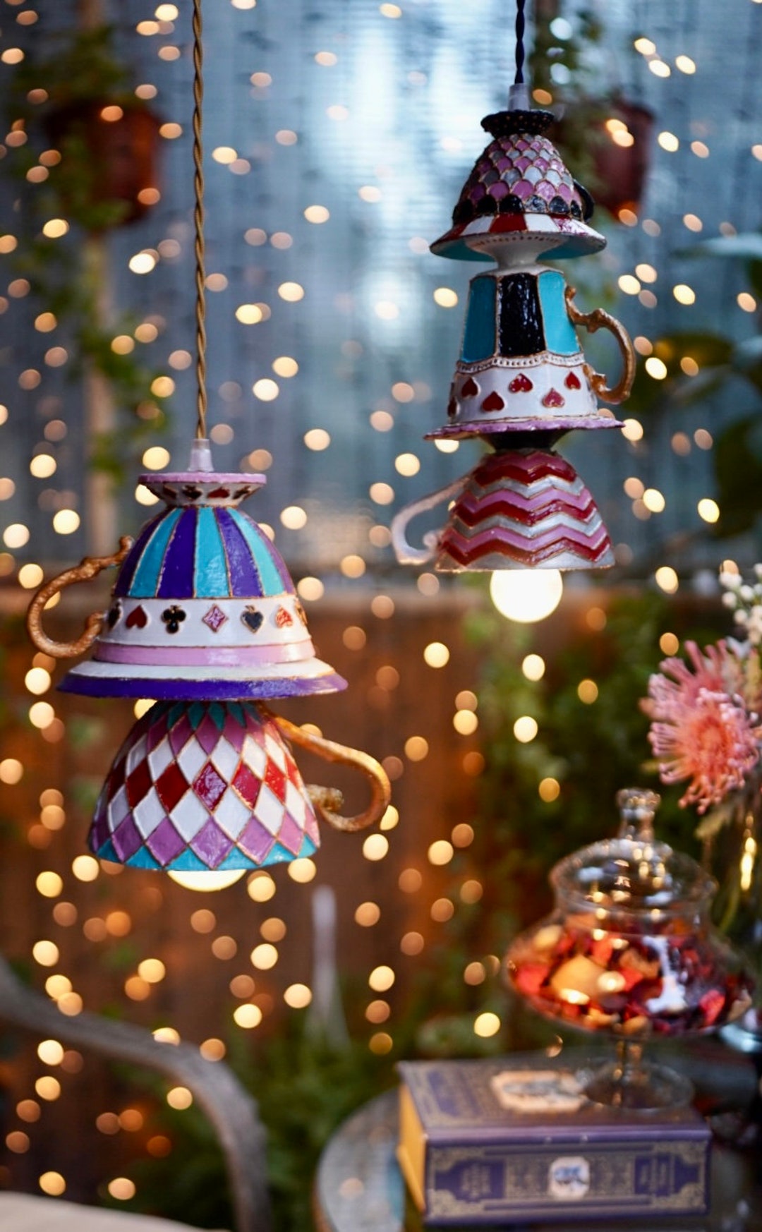 Whimsical Teacup Pendant Chandelier White Rabbit Kitchen Curcus ...