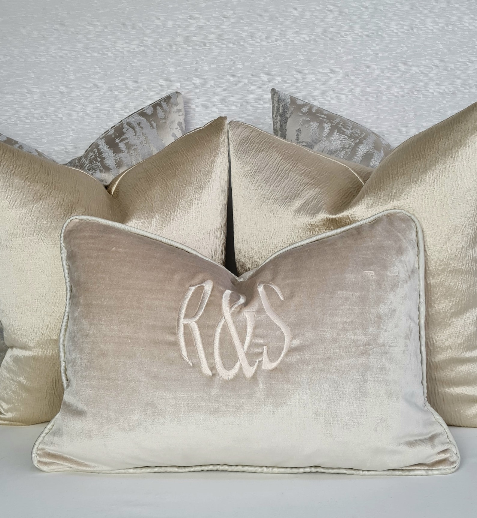 Personalised Monogram Embroided Lumbar Cushion - Etsy