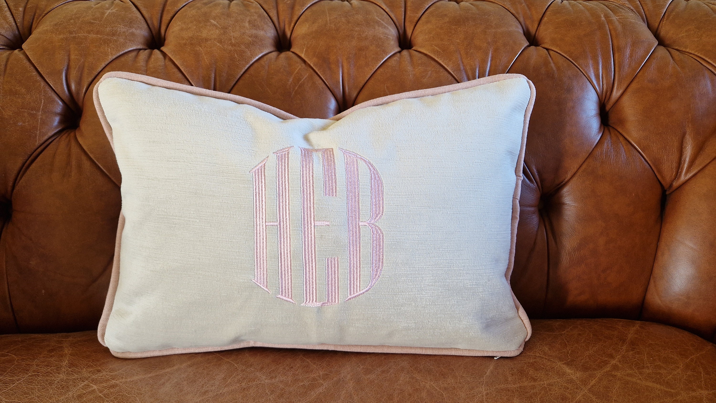 Personalised Monogram Embroided Lumbar Cushion - Etsy