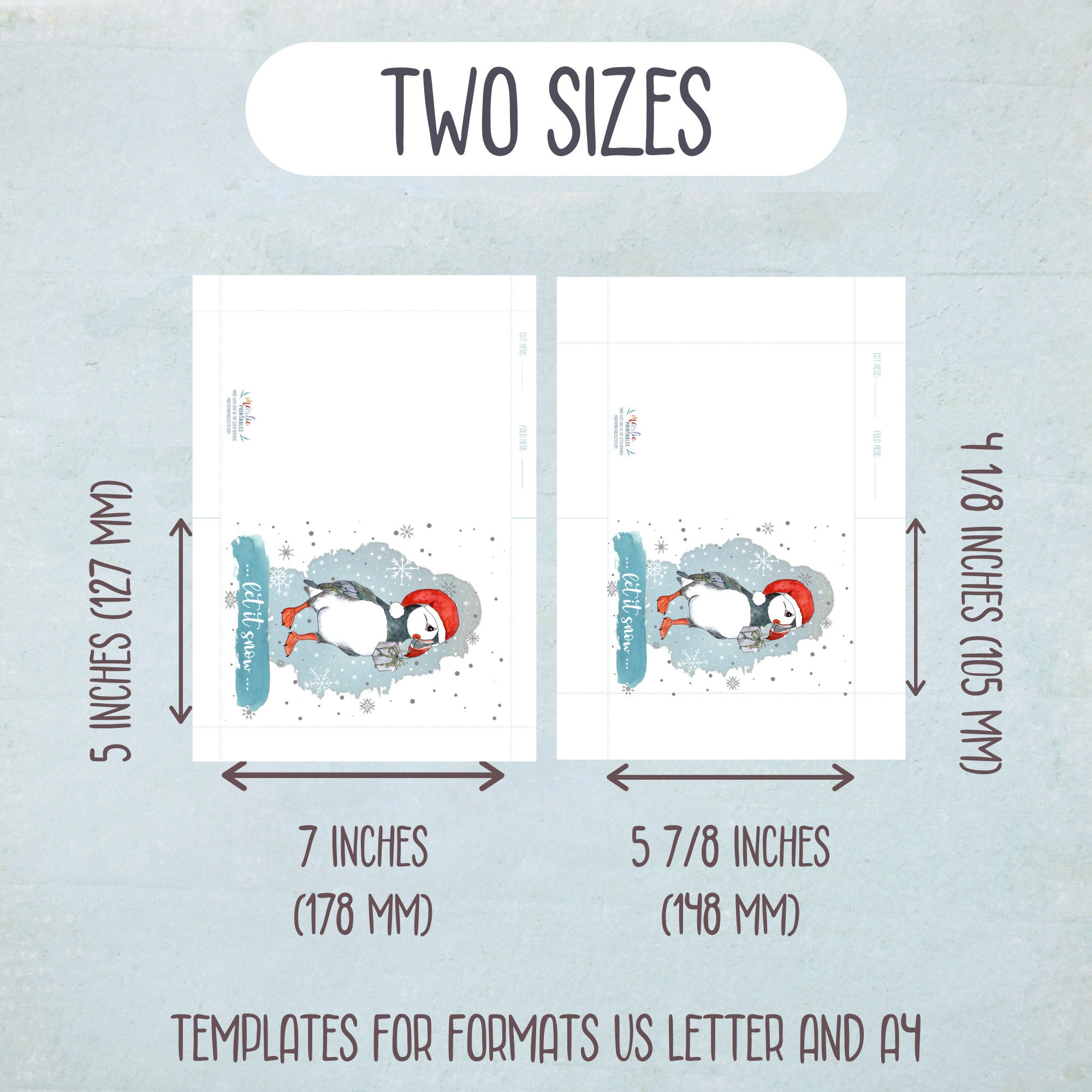 Let It Snow Cute Puffin Bird Printable Christmas Greeting Card for ...