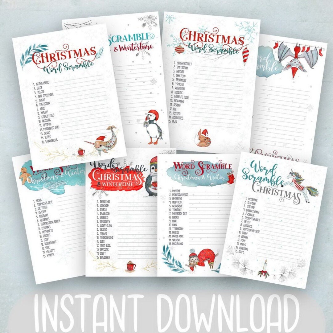 Bundle of 8 Holiday Party Printable Word Scramble Games - Etsy