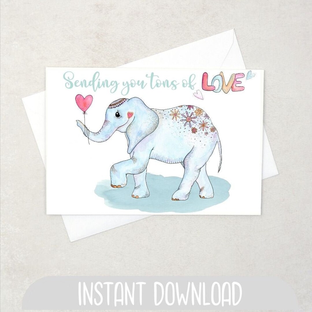 Valentine Card With Cute Elephant and Pun for Kids Printable - Etsy