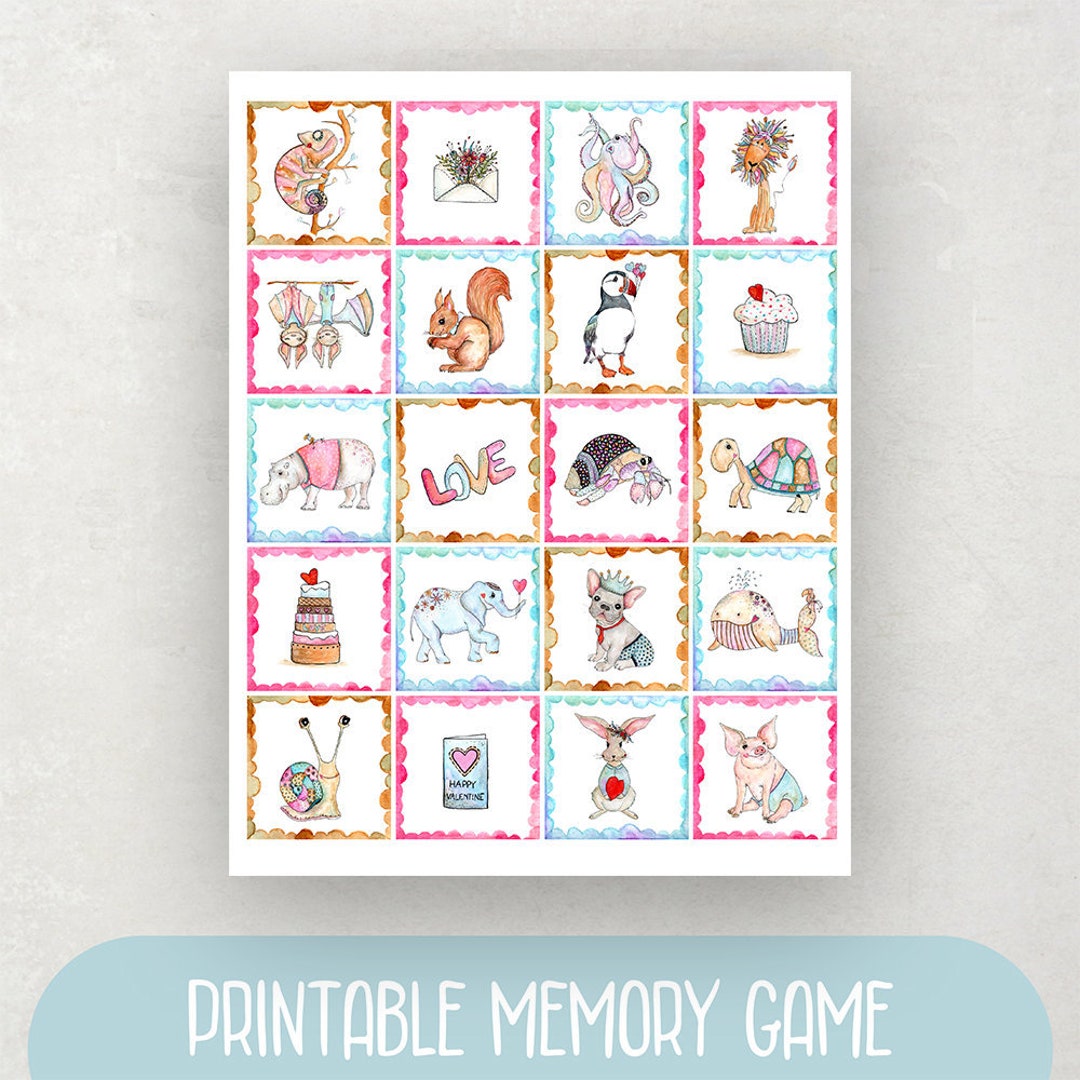 Printable Valentine Memory Game for Kids Childrens Activity - Etsy