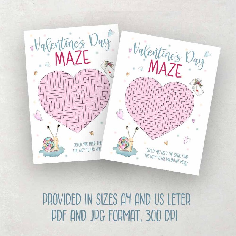 Printable Valentines Day Maze Puzzle for Kids With Cute Animal - Etsy