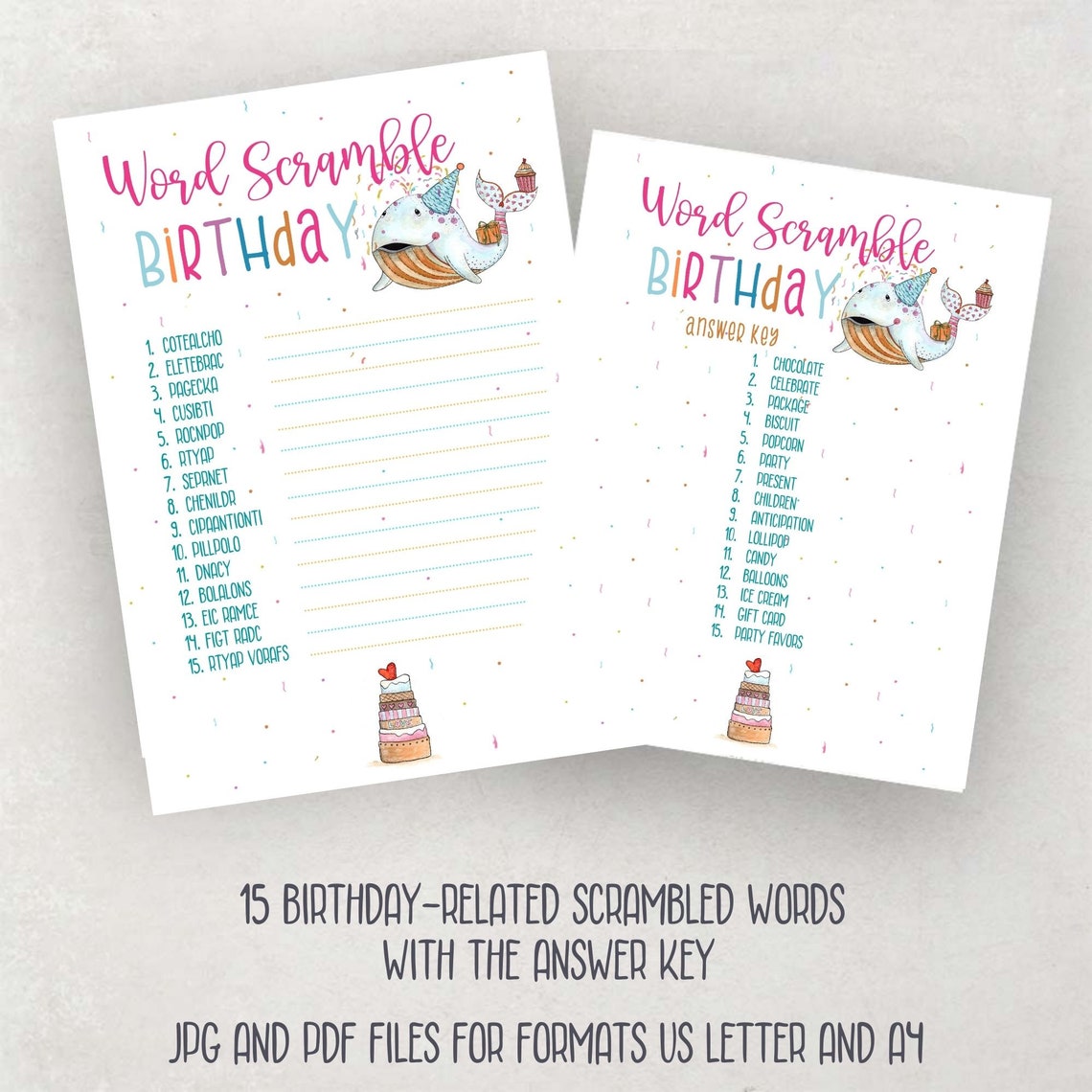 Printable Birthday Puzzle Word Scramble Game for Kids or - Etsy