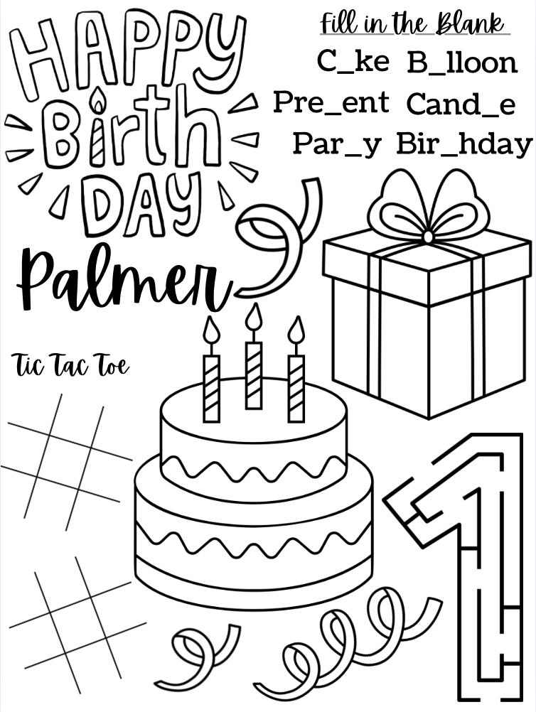Birthday Coloring Page - Etsy