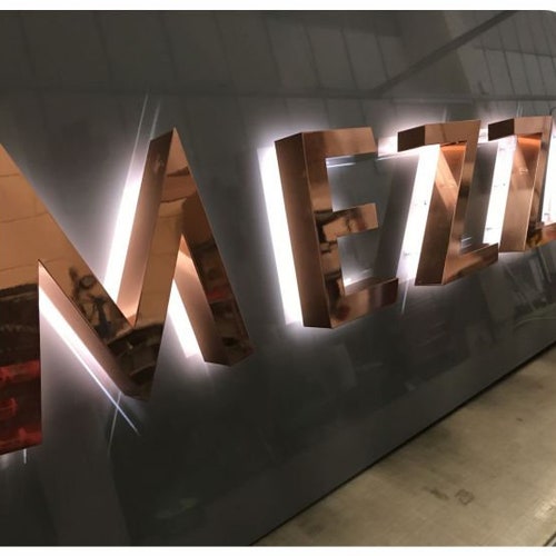 Custom Halo Led Illuminated Logo Sign Brushed Metal Logo 3D | Etsy