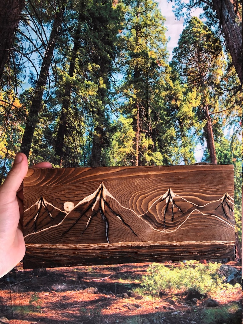 Pyrography Mountain Wall Art - Etsy