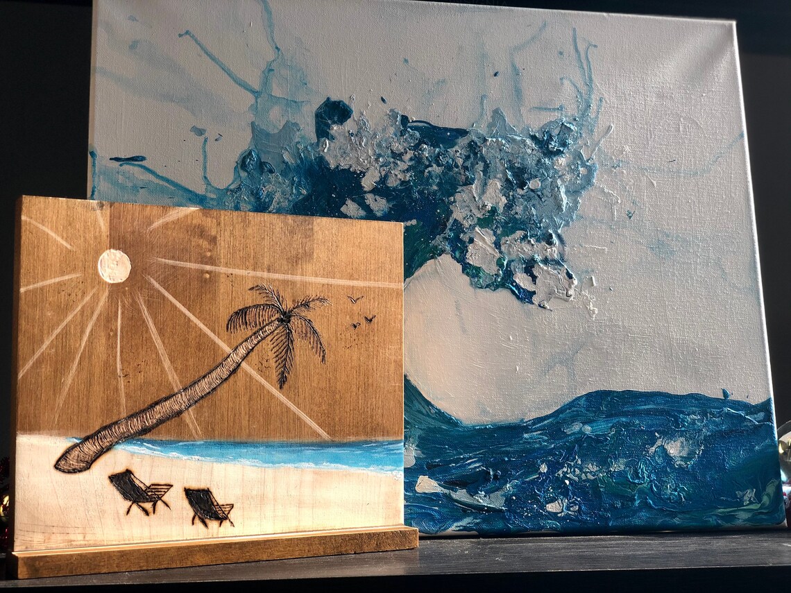 Beach Scene | Hand Made Wood Burning - Etsy