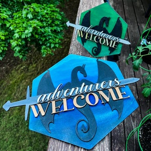 Hand Painted Adventurers Welcome Dragon Sign Custom Color ...