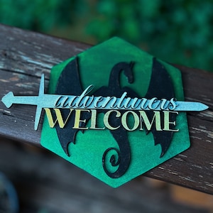 Hand Painted Adventurers Welcome Dragon Sign Custom Color ...