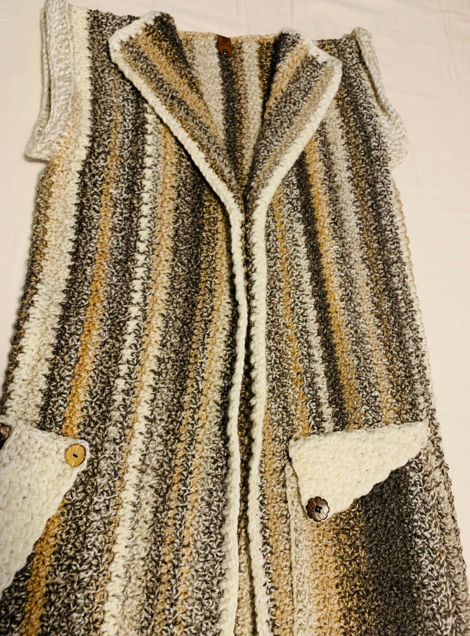 Long Crochet Vest Cardigan - Etsy