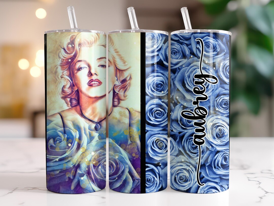 Marilyn Monroe Tumbler, Personalized Marilyn Monroe Gifts, Blue Rose ...