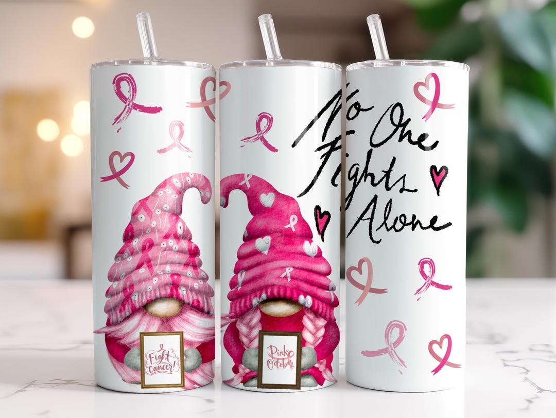 Breast Cancer Gnome Tumbler Cup, Get Well Soon Mastectomy Gifts, Pink ...