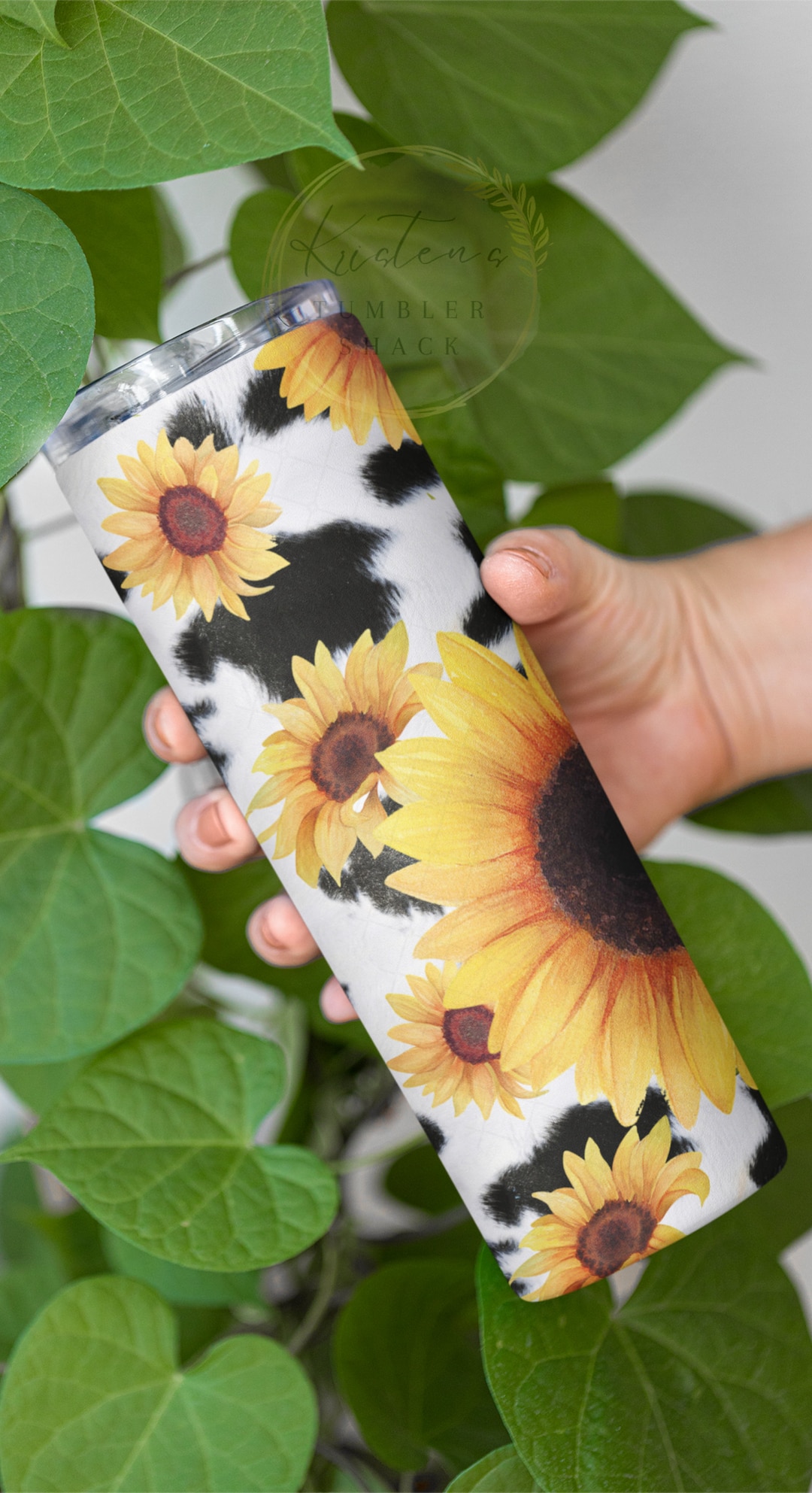 Sunflower Cow Print Tumbler with Straw Perfect Cow Print Gift for Cow ...
