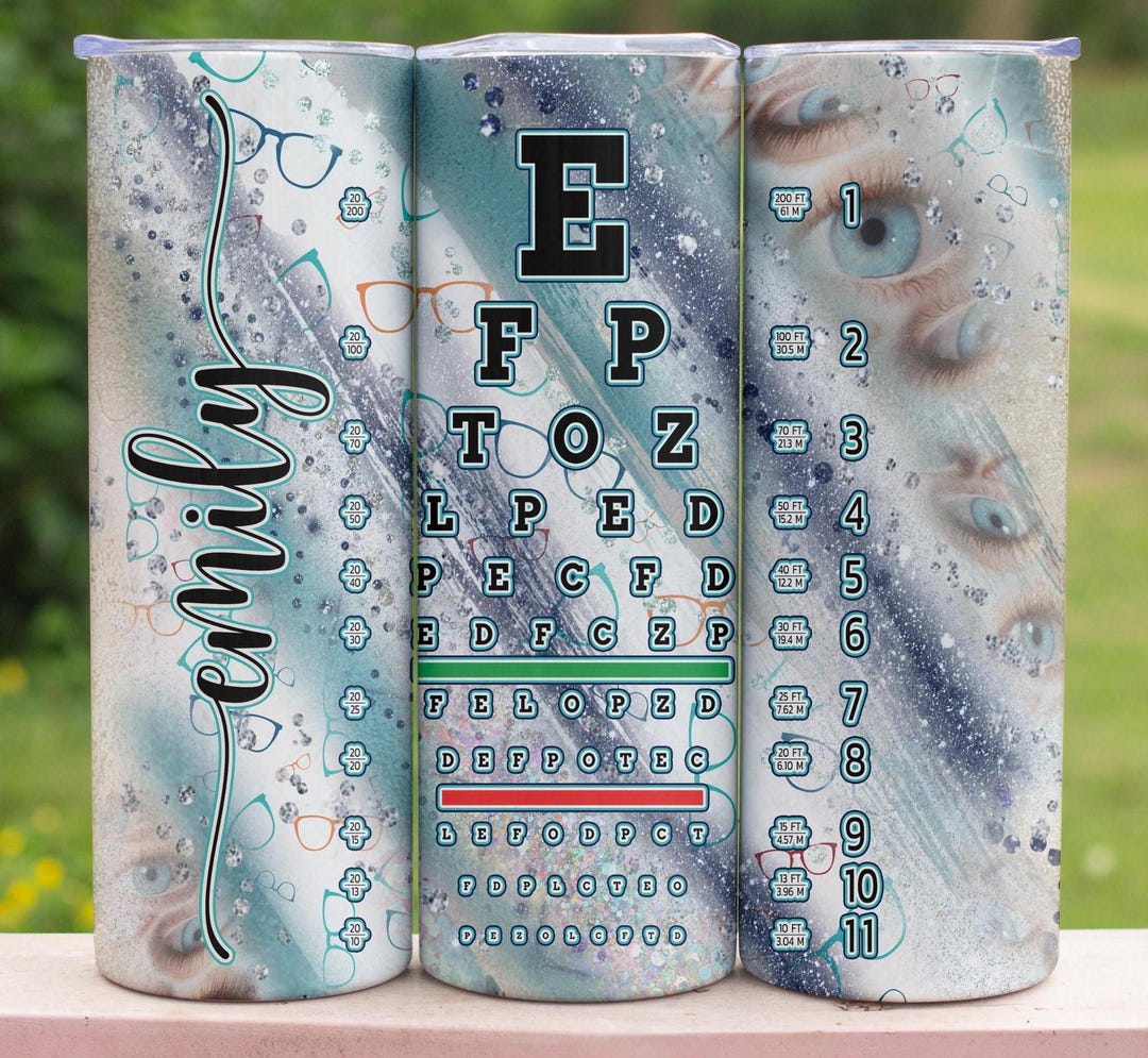 Blue Eye Optometrist Tumbler - Eye Chart Cup for Eye Doctor Gifts ...