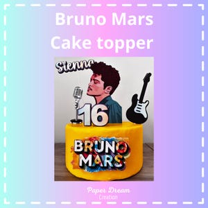 Brunos Mars Cake Topper - Musical Cake Topper - Inspired Bruno Mars - Etsy