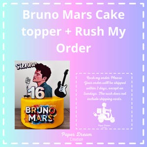 Brunos Mars Cake Topper - Musical Cake Topper - Inspired Bruno Mars - Etsy