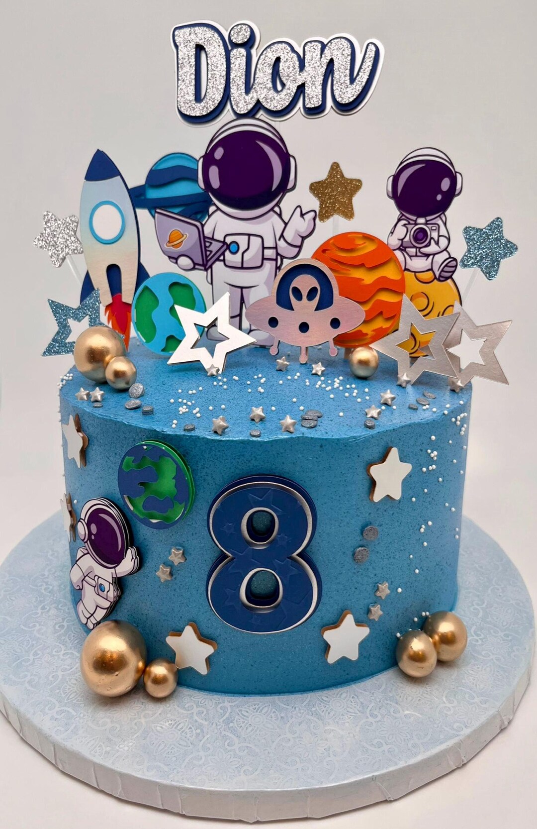 Galaxy Caketopper - Astronaut Cake Topper - Space Cake Topper - Moon ...