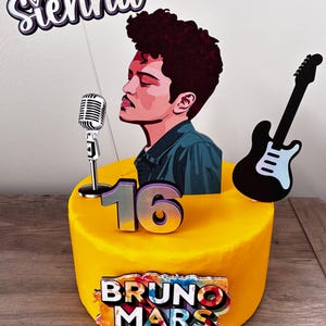Brunos Mars Cake Topper - Musical Cake Topper - Inspired Bruno Mars - Etsy