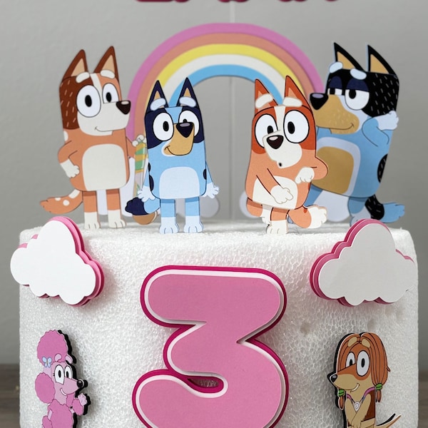 Bluey Cake Toppers for Girls - Etsy