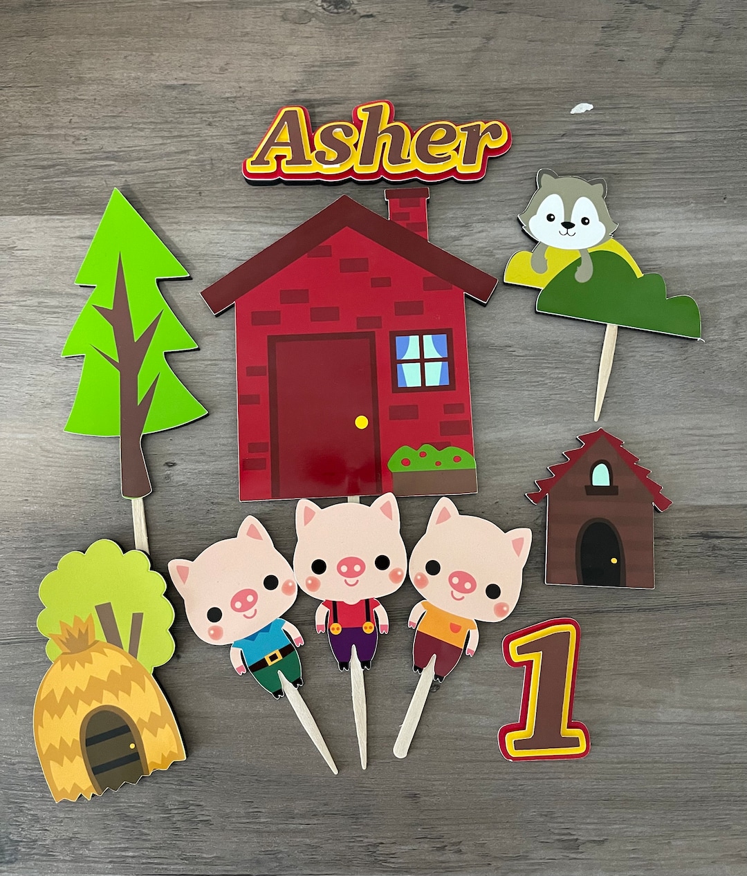 Three Little Pigs, Nursery Rhyme Cake Topper, Nursery Rhyme Centerpiece ...