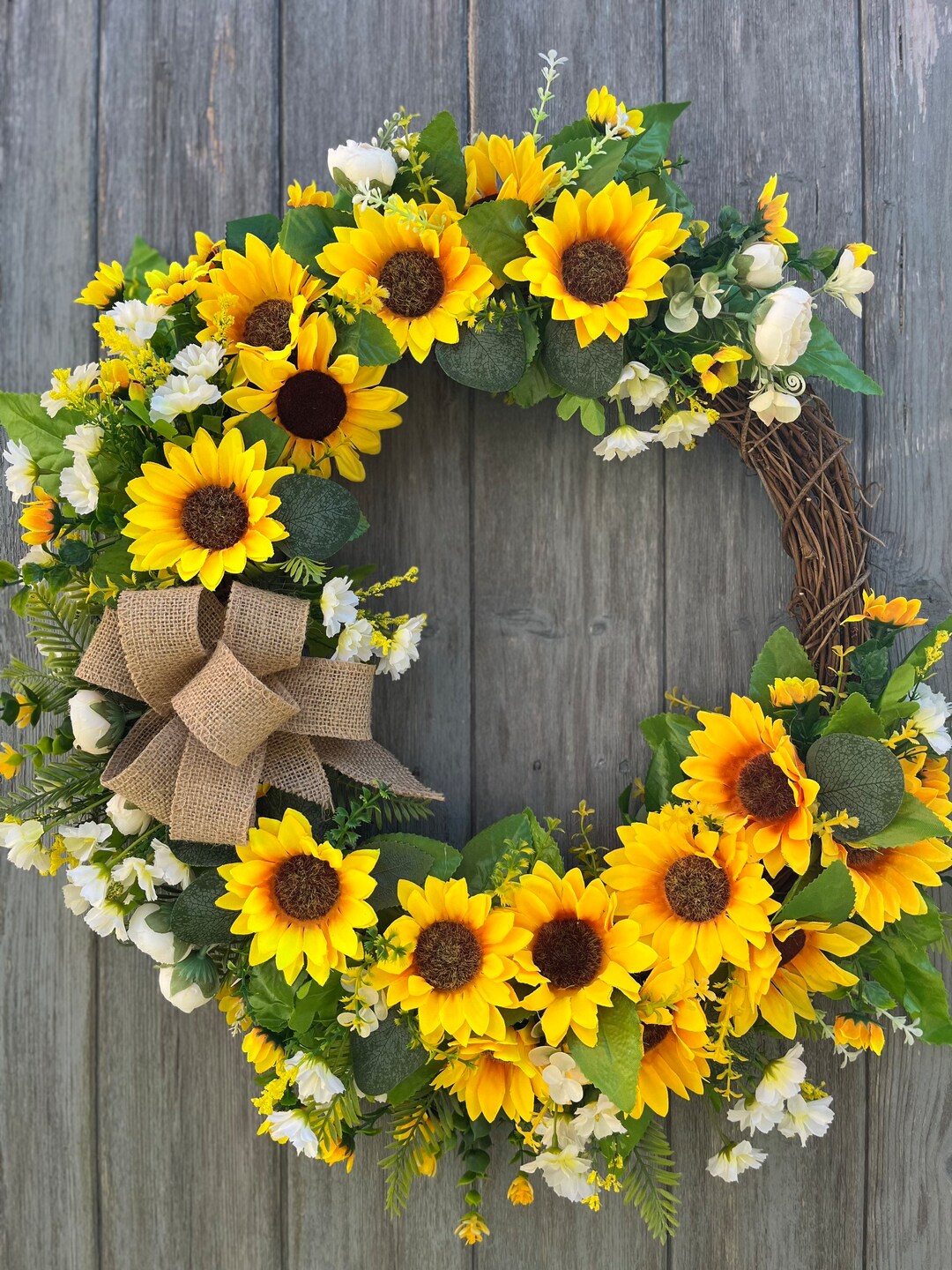 Spring / Summer All Year Round Sunflower Door Wreath in Large - Etsy