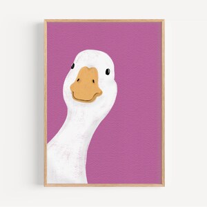 Cute Duck Digital Art Print Set - Playful Cherry Pink Wall Art for Kids ...