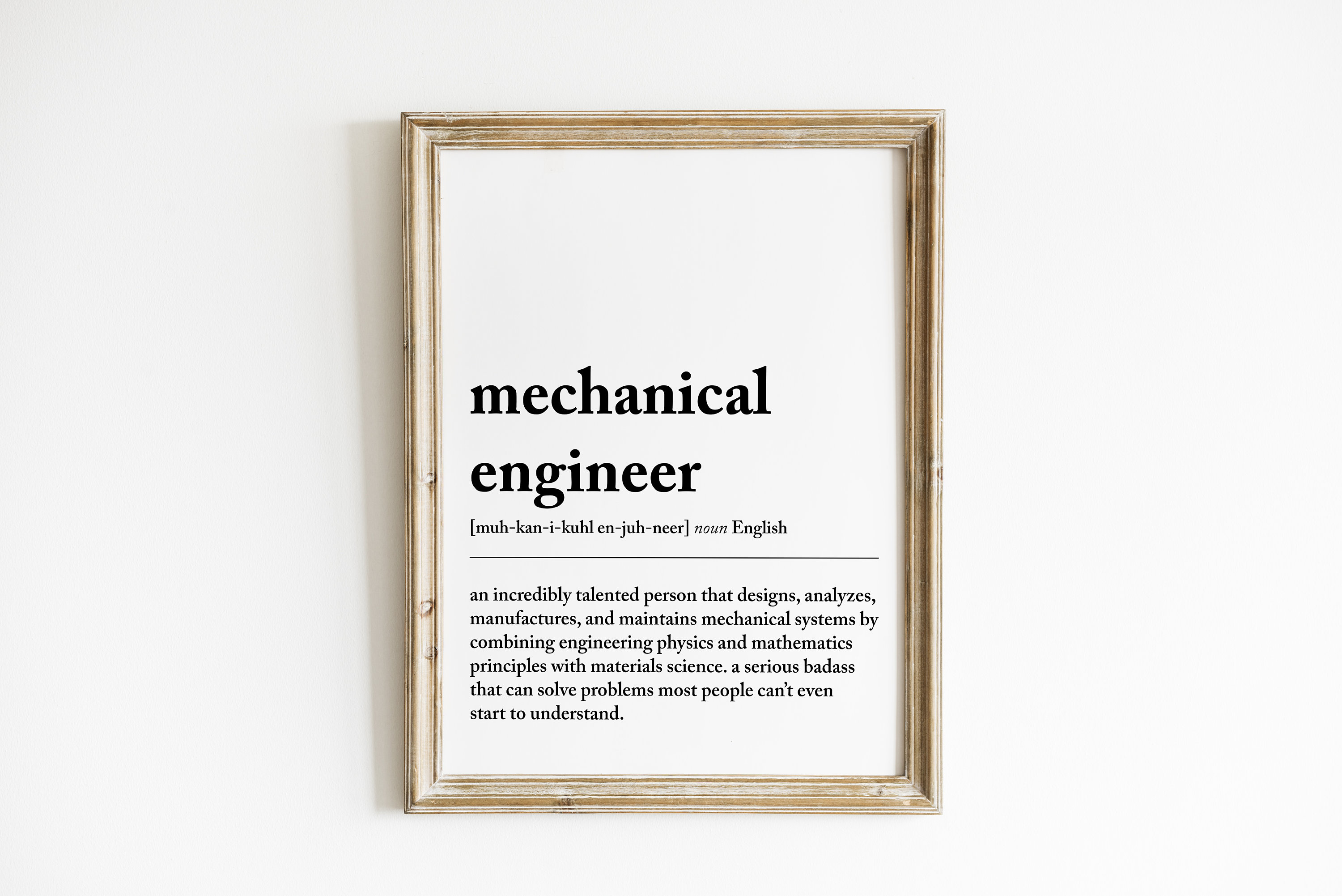 Mechanical Engineer Definition Print Mechanical Engineer Gifts Gift for ...