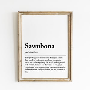 Sawabona Definition: South African Wall Art, Zulu Greeting, Printable ...