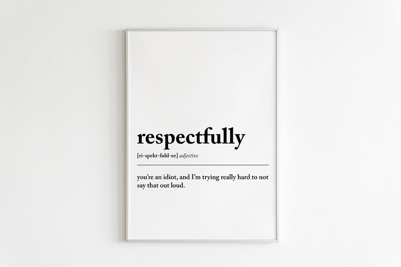 Respectfully Definition Print Minimalist Dorm Room Decor - Etsy