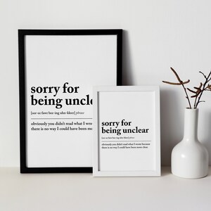Funny Office Wall Art Sorry for Being Unclear Cubicle - Etsy UK