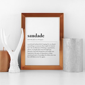 Saudade Definition Print | Portuguese Home Decor | Portuguese Gift ...