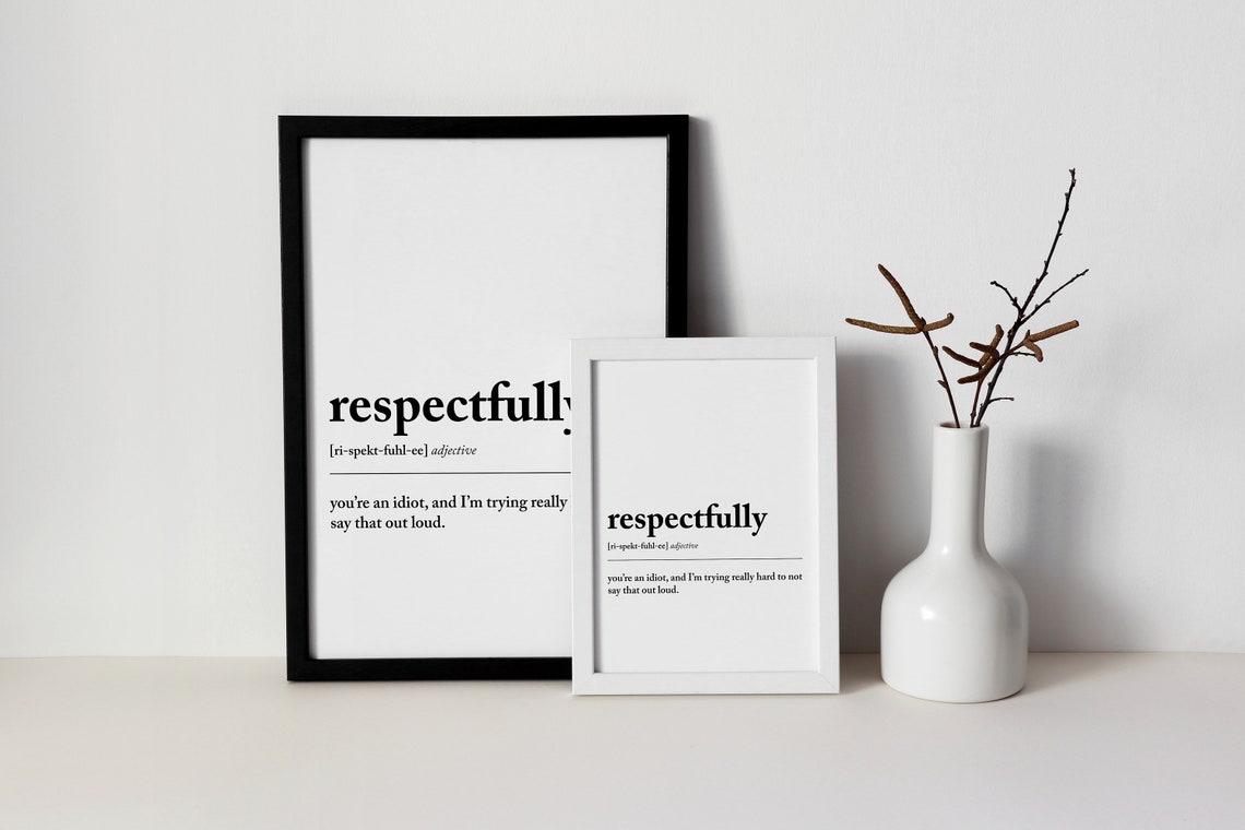 Respectfully Definition Print Minimalist Dorm Room Decor - Etsy