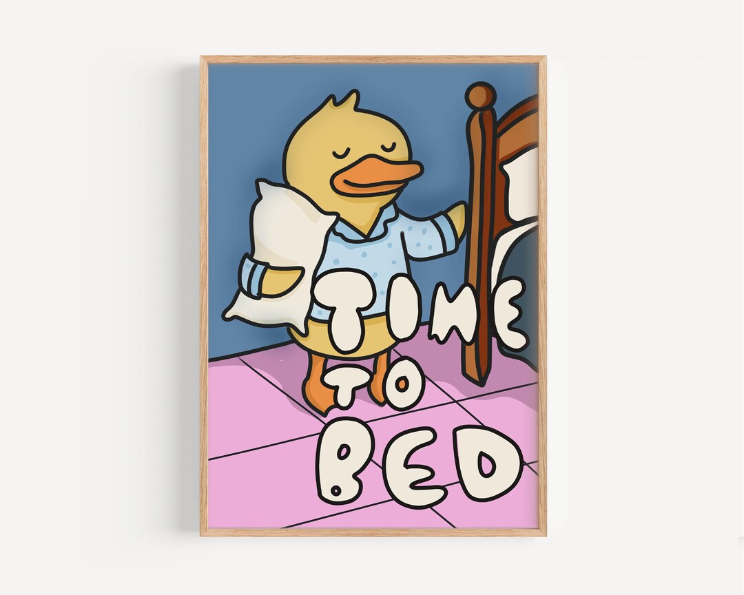 Printable Duck Bedtime Wall Art Poster | Time to Bed Bathroom & Nursery ...