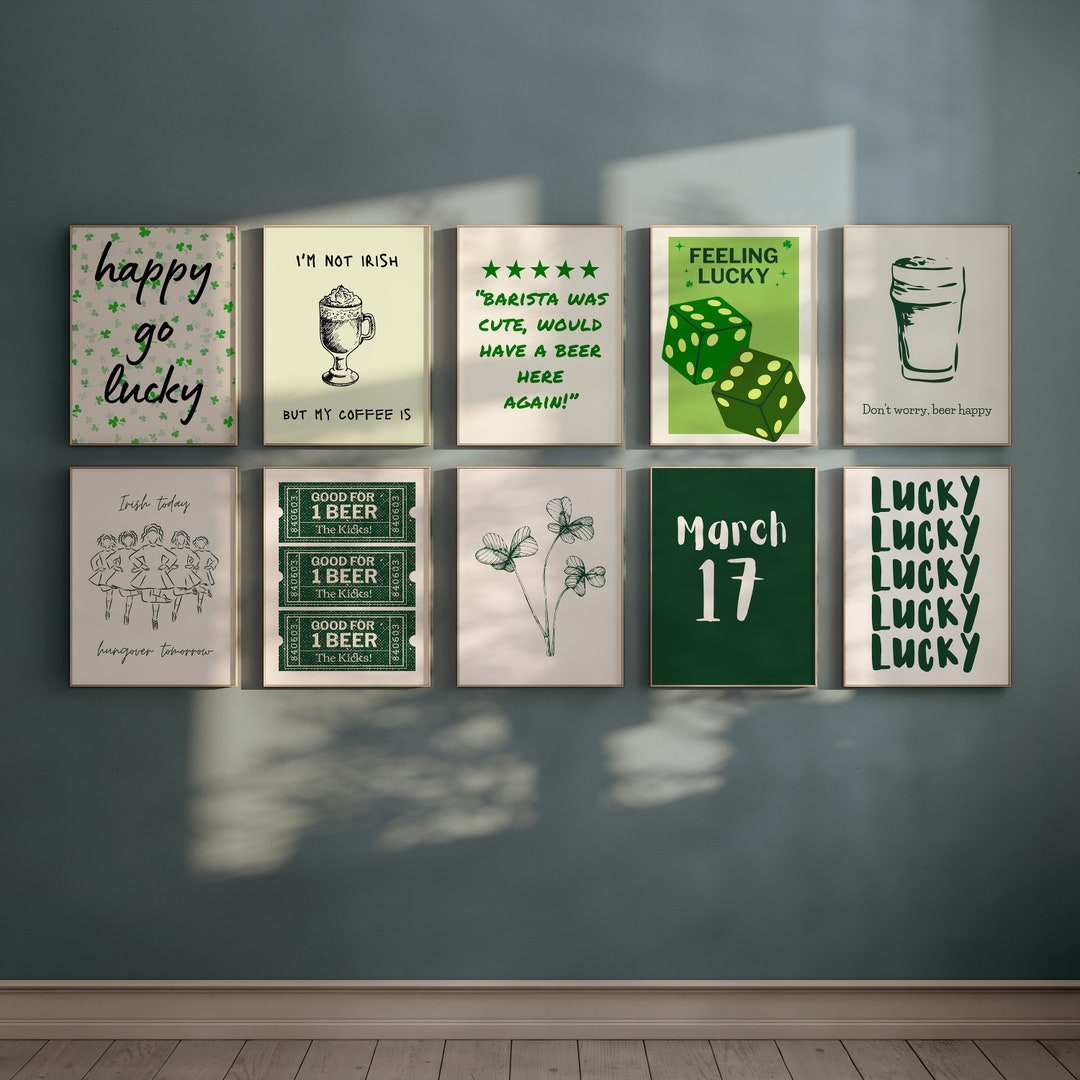 St. Patrick's Day Prints: Trendy Green Wall Art, Set of 10 (digital ...