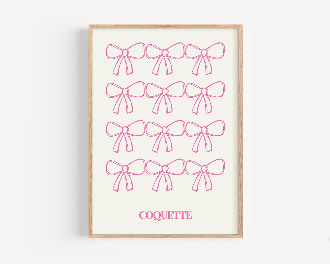 Coquette Pink Bow Wall Art: Girly Preppy Decor (digital Download) - Etsy