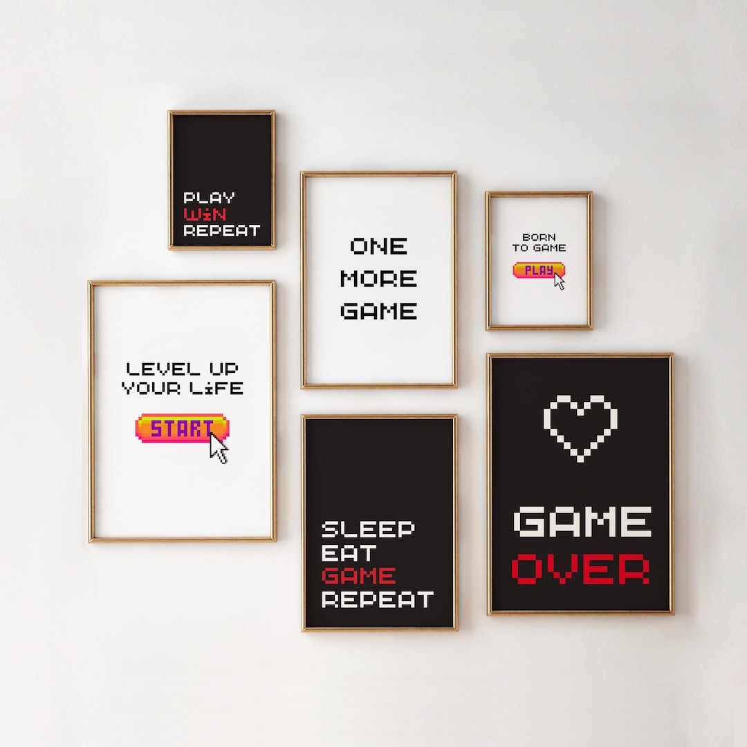 Retro Gaming Pixel Art Print Set: Gamer Room Decor (digital Download ...