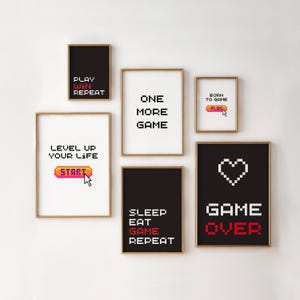 Set of 6 Retro Gaming Wall Art Prints | Perfect Gamer Room Decor ...