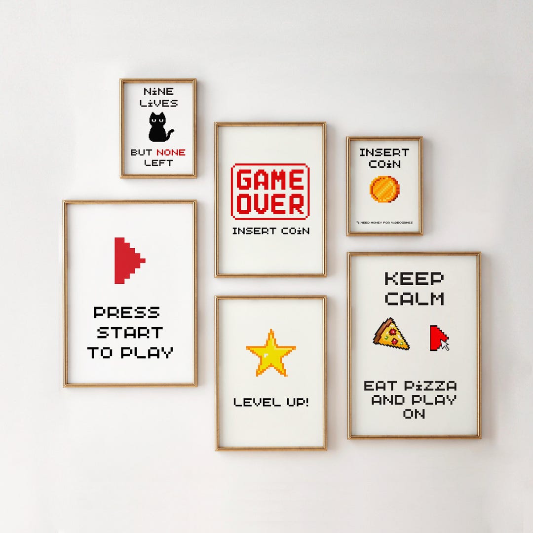 Pixel Art Posters: Retro Gaming Wall Decor (set of 6) (printable) - Etsy